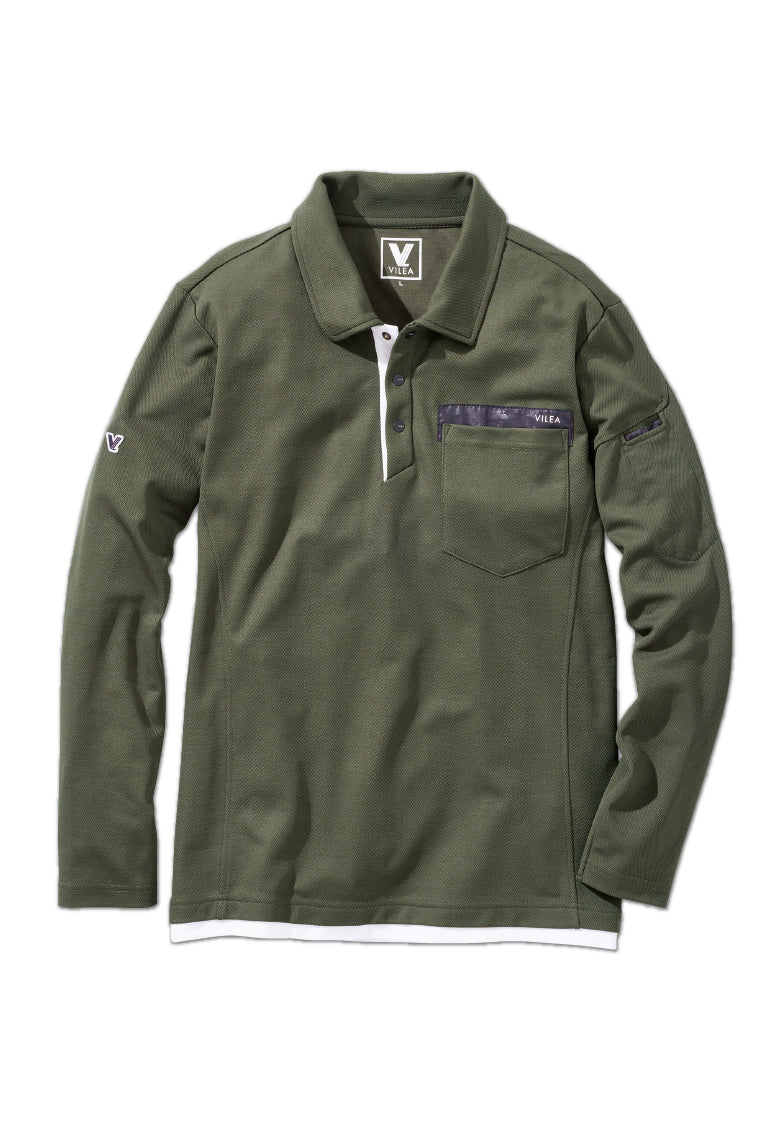 HOOH 501 鳳皇 VILEA 吸汗速乾 裏綿 長袖ポロシャツ【通年用】- 作業服のカスタマイズ専門店【カスタマイズプロ】 激安通販で刺繍・縫製・プリントを提供