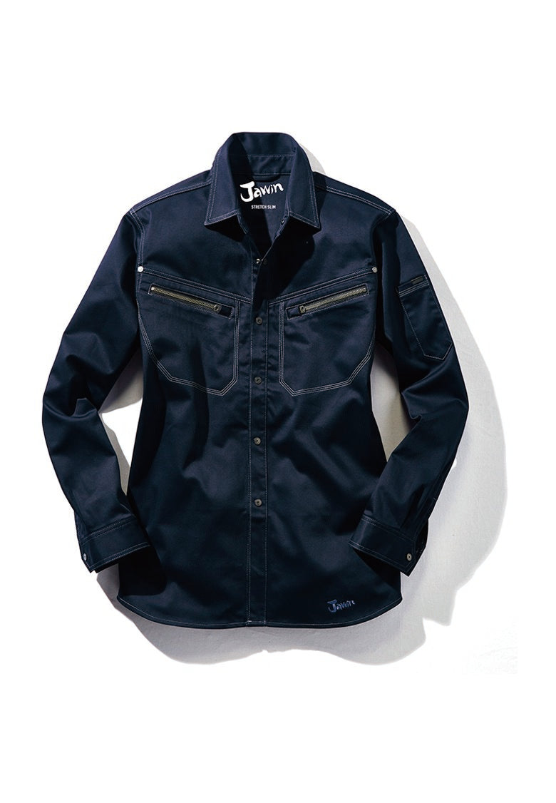 Jawin 52504 自重堂 高級感 ストレッチ 長袖シャツ【秋冬用】SS～5L - 作業服のカスタマイズ専門店【カスタマイズプロ】激安通販で刺繍・縮製・プリントを提供