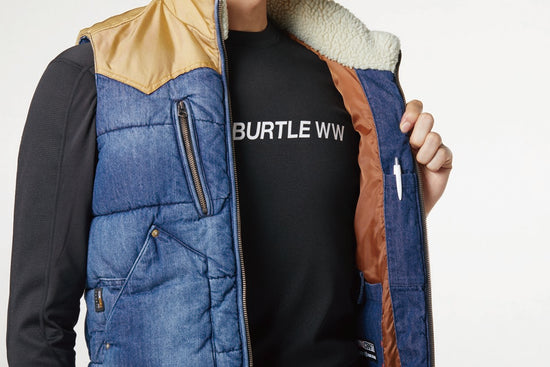 バートル 5004 BURTLE サーモクラフト対応 表綿100％ デニム 防寒ベスト【秋冬用】- 作業服のカスタマイズ専門店【カスタマイズプロ】激安通販で刺繍・縫製・プリントを提供